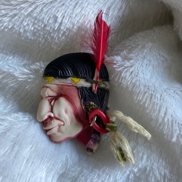 Jewelry | Vintage Indian Chief Head Plastic Native American | Poshmark